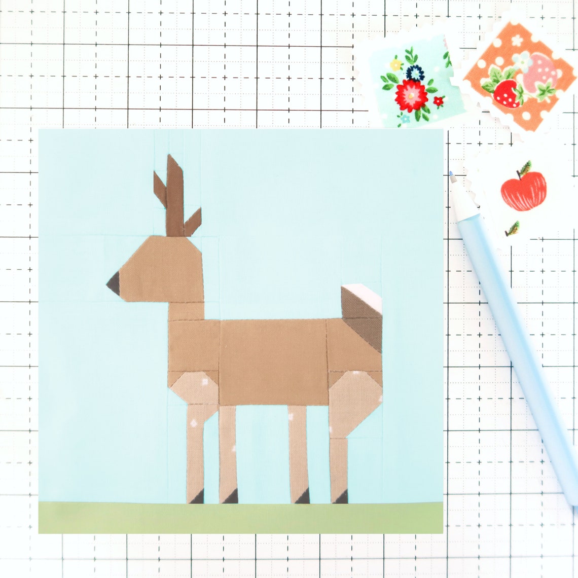 Deer Woodland Forest Quilt Block PDF Pattern Includes - Etsy