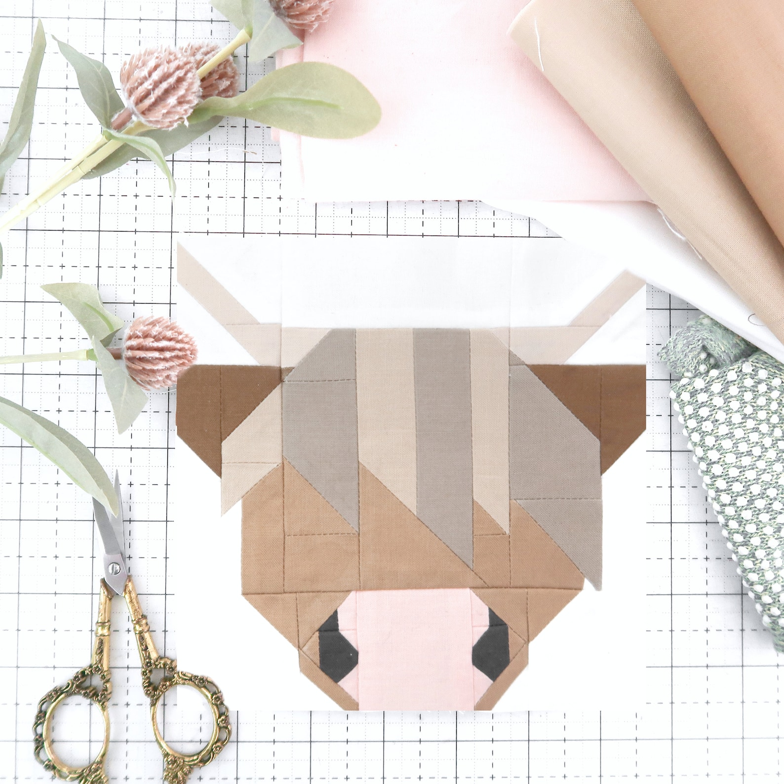 Highland Cow Quilt Block Pattern Animal PDF includes Instructions for 6 ...