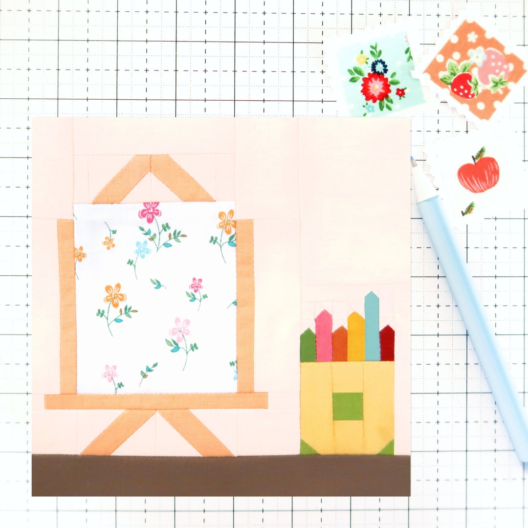 Artist Easel Colored Pencil Crayons Canvas Quilt Block PDF - Etsy