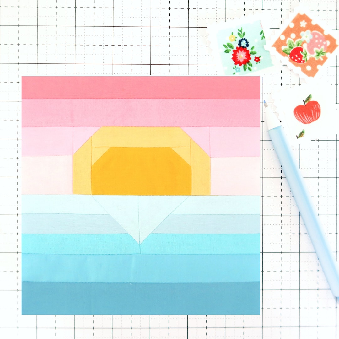 Ocean Sunset Summer Ombre Quilt Block PDF Pattern - Includes ...