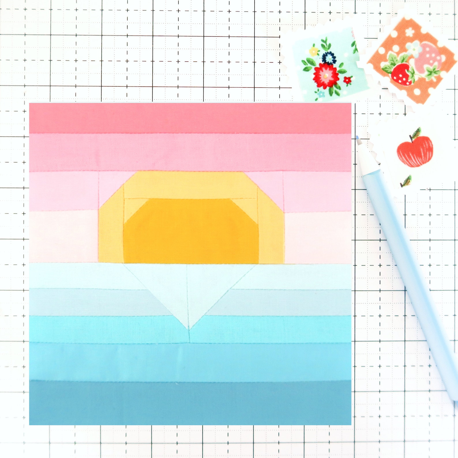Ocean Sunset Summer Ombre Quilt Block PDF Pattern - Includes ...