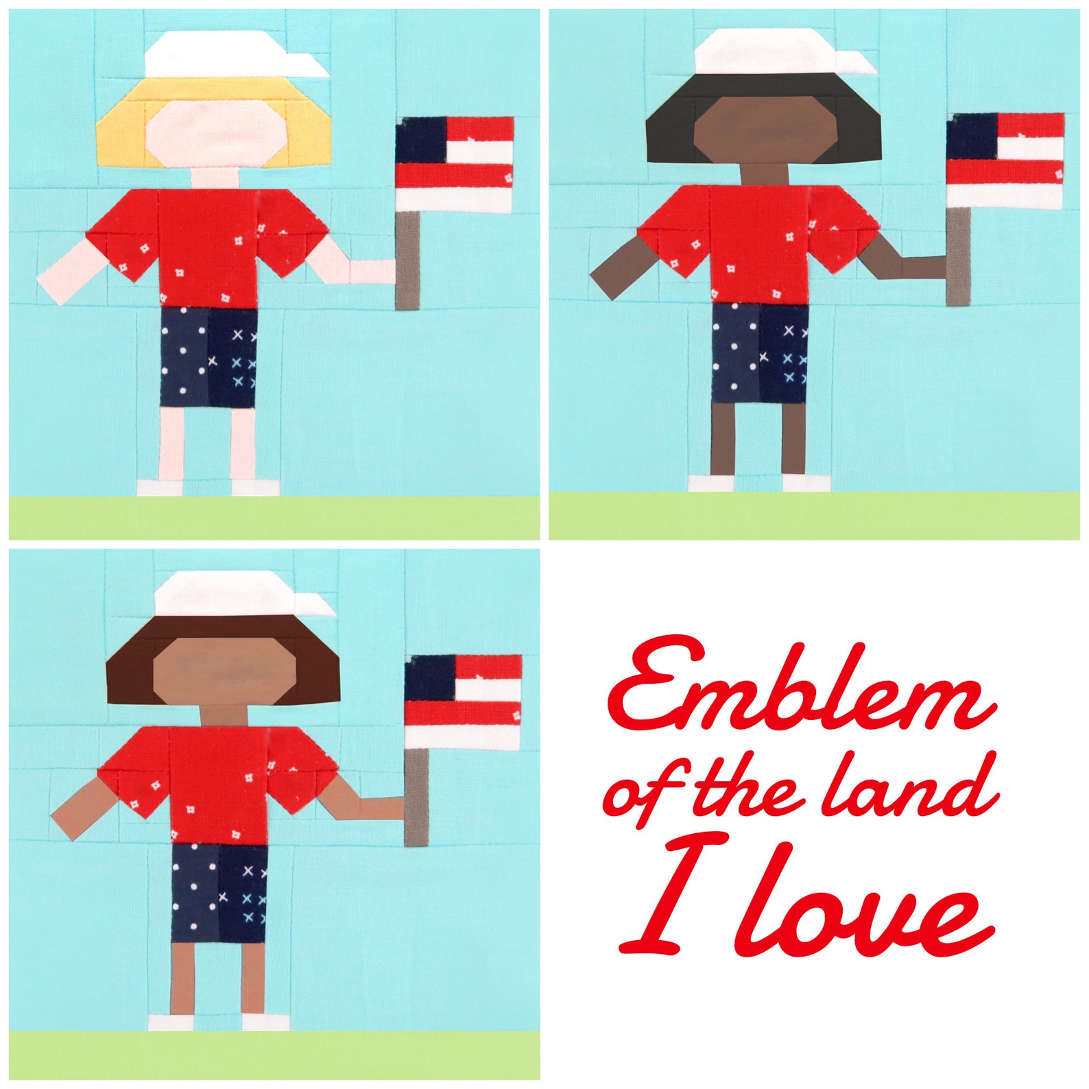 Emblem of the Land I Love Quilt Block Pattern Patriotic Girl PDF ...