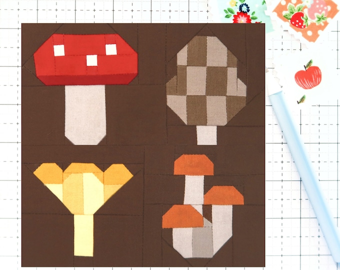 Mushroom Paper Pieced Quilt Block Pattern, PDF - Etsy Canada