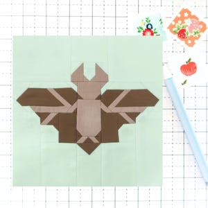 Bat Quilt Block Pattern Fall Autumn Animal PDF - Instructions for 6 Inch, 9 Inch, 12 Inch, 18 ...