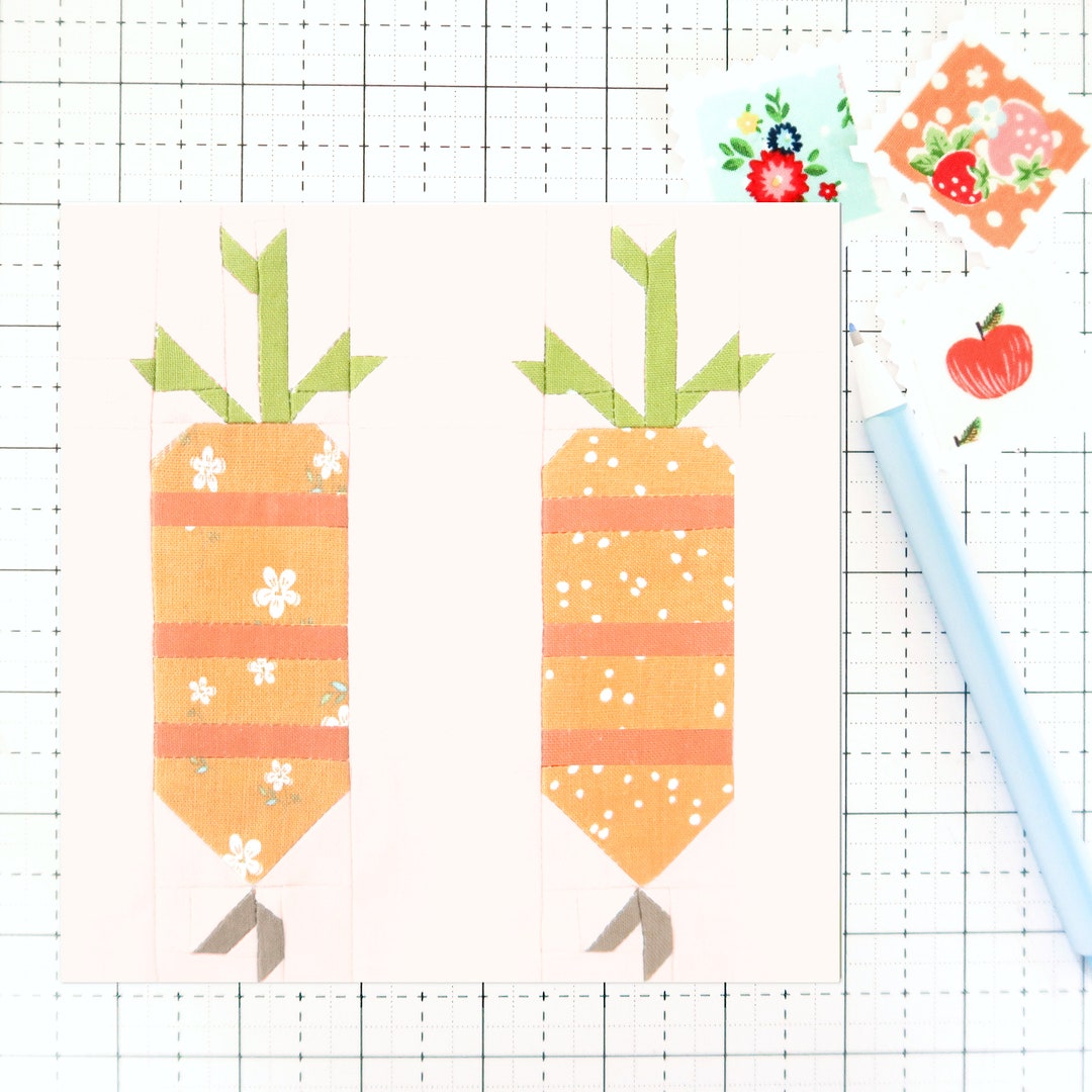 Garden Carrots Spring Veggies Quilt Block PDF Pattern - Includes ...