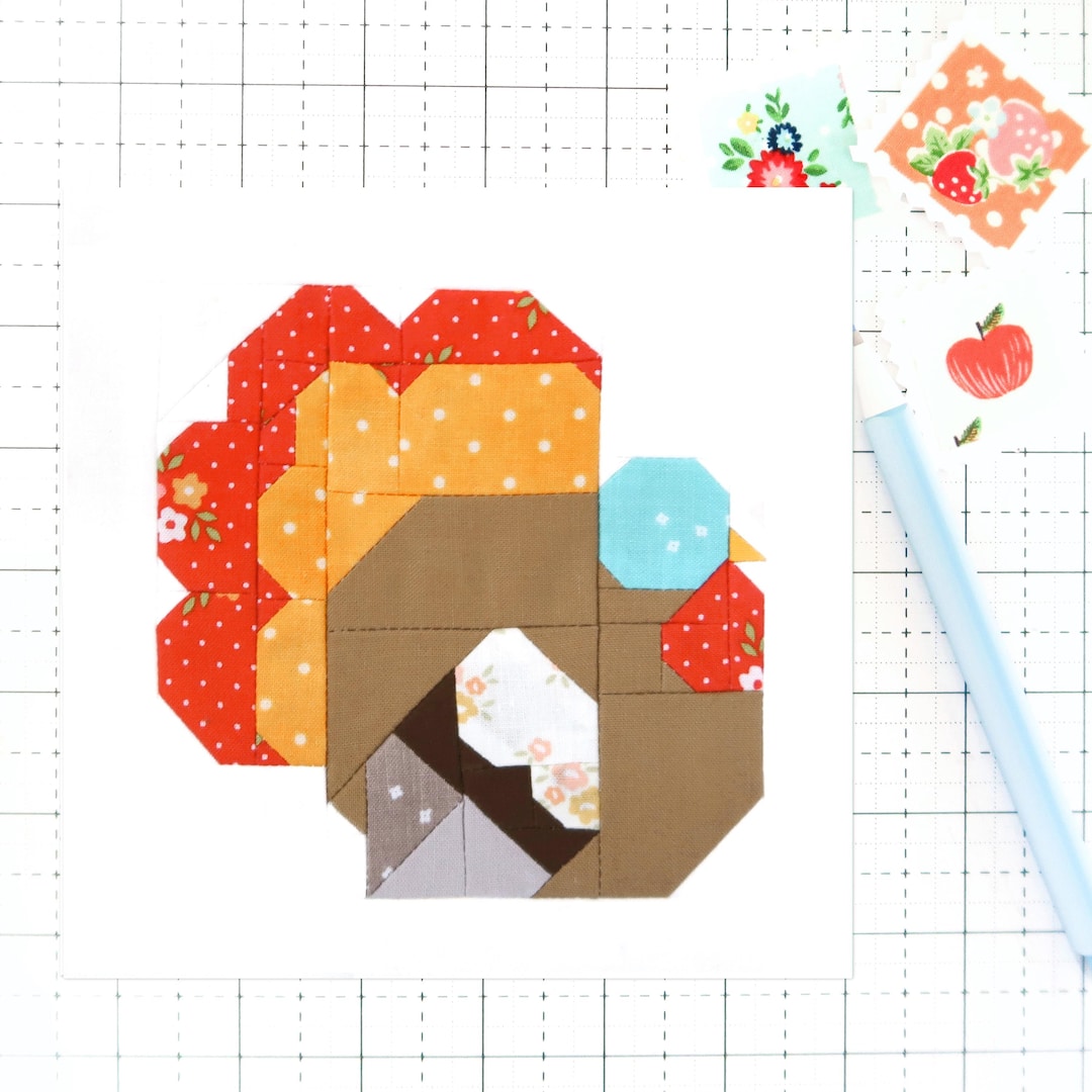 Thanksgiving Turkey Quilt Block Pattern Fall Autumn PDF - Makes 6 Inch ...