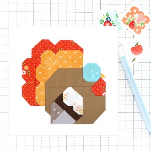Thanksgiving Turkey Quilt Block Pattern Fall Autumn PDF - Makes 6 Inch ...