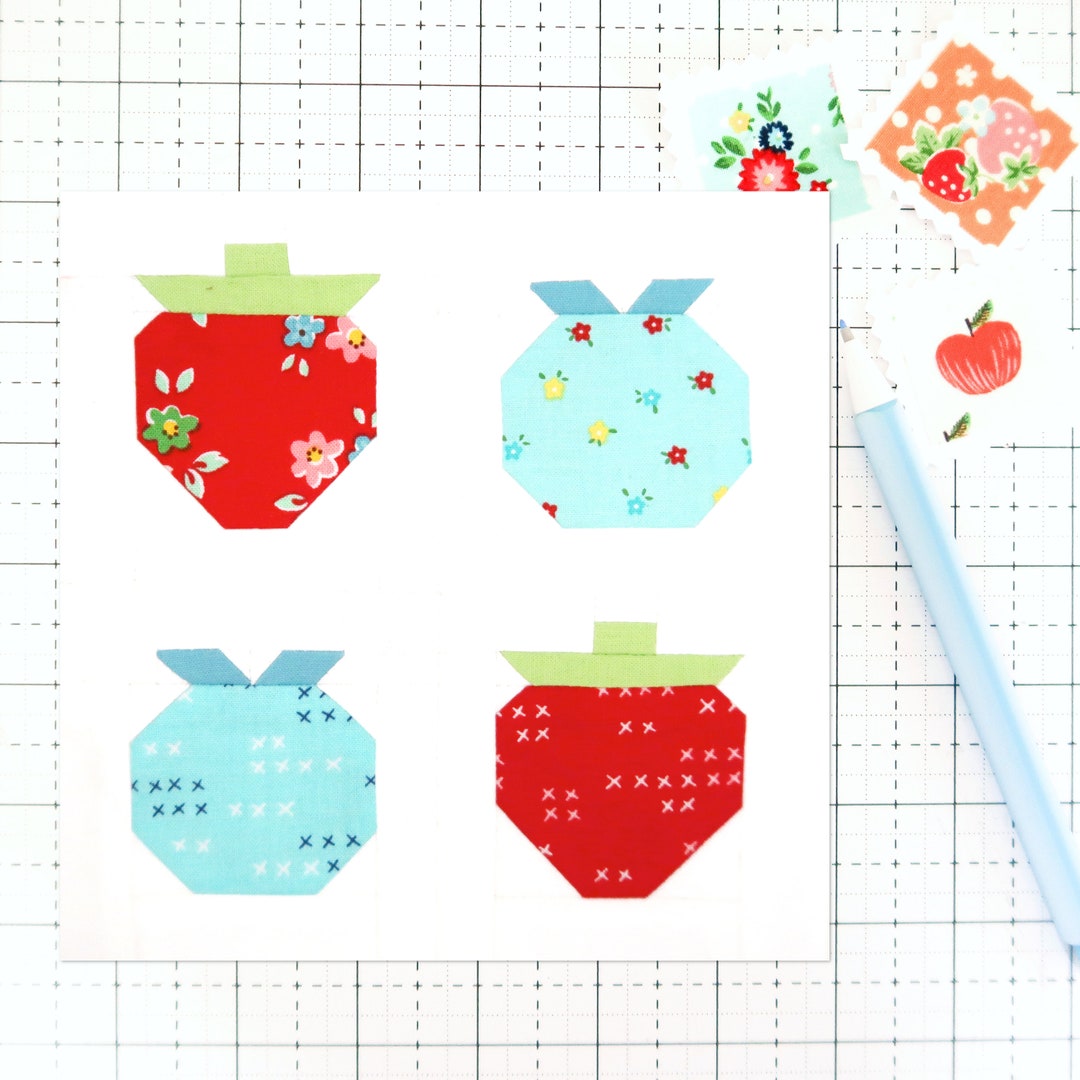 Berries - Strawberries and Blueberries Fruit Food Quilt Block PDF ...