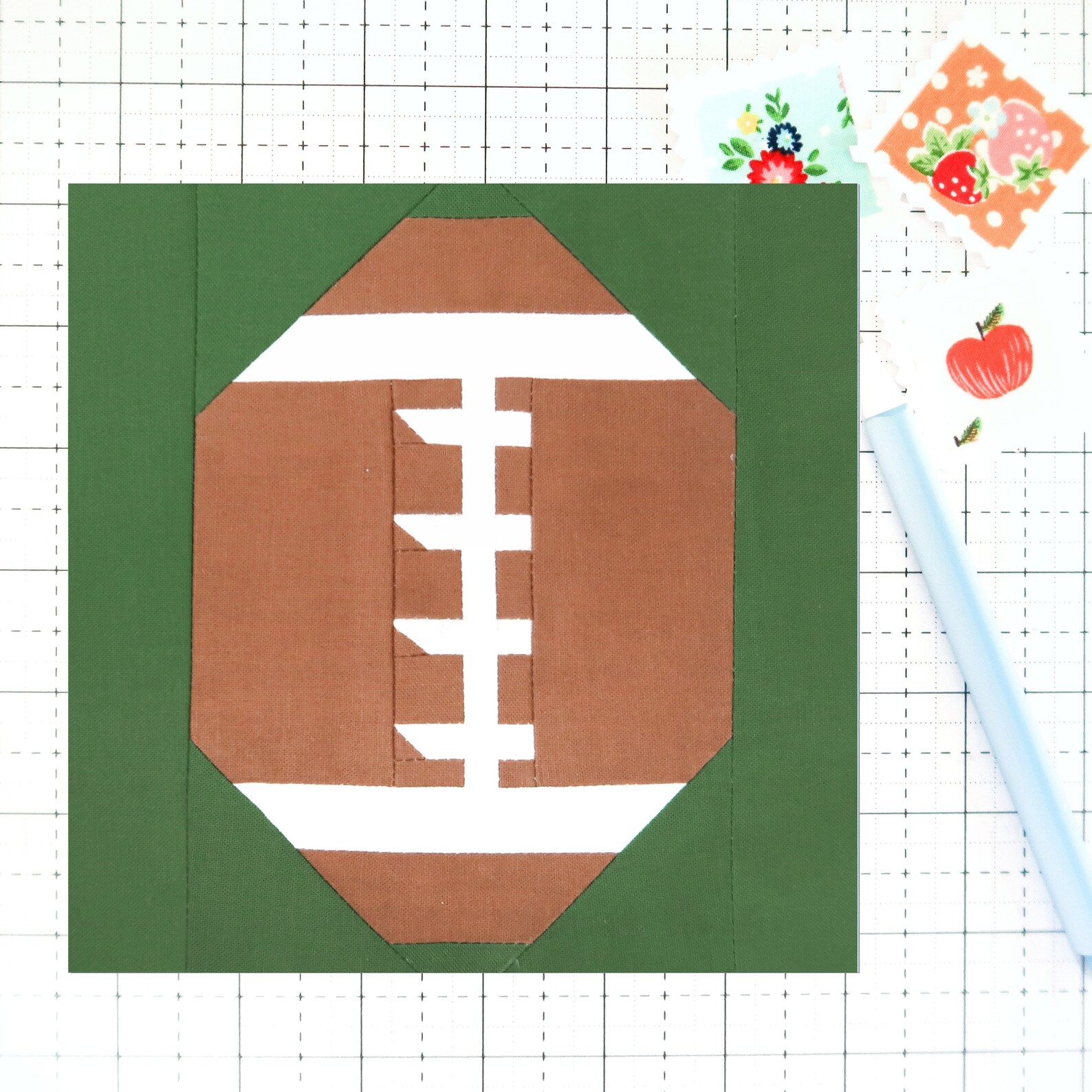 Set of 3 Football Game Day Quilt Block Patterns: Helmet, Football ...