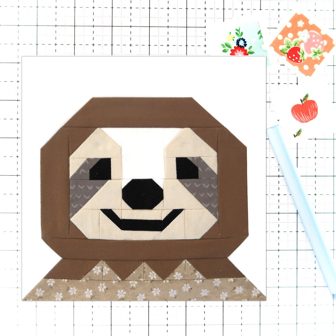 Sloth Animal Tropical Rainforest Quilt Block PDF Pattern- Instructions ...