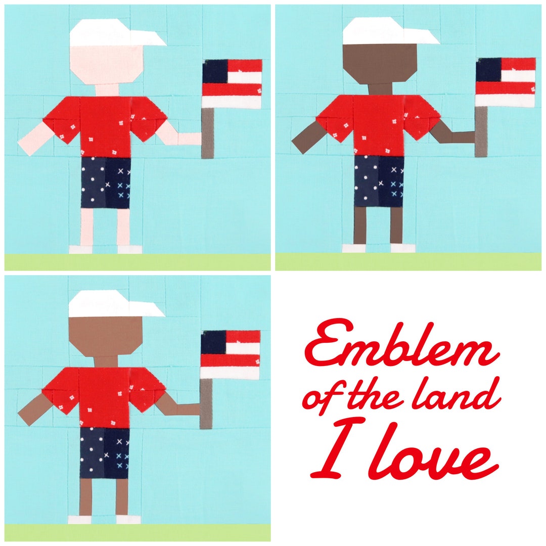 Emblem of the Land I Love Patriotic Boy Quilt Block PDF - Etsy