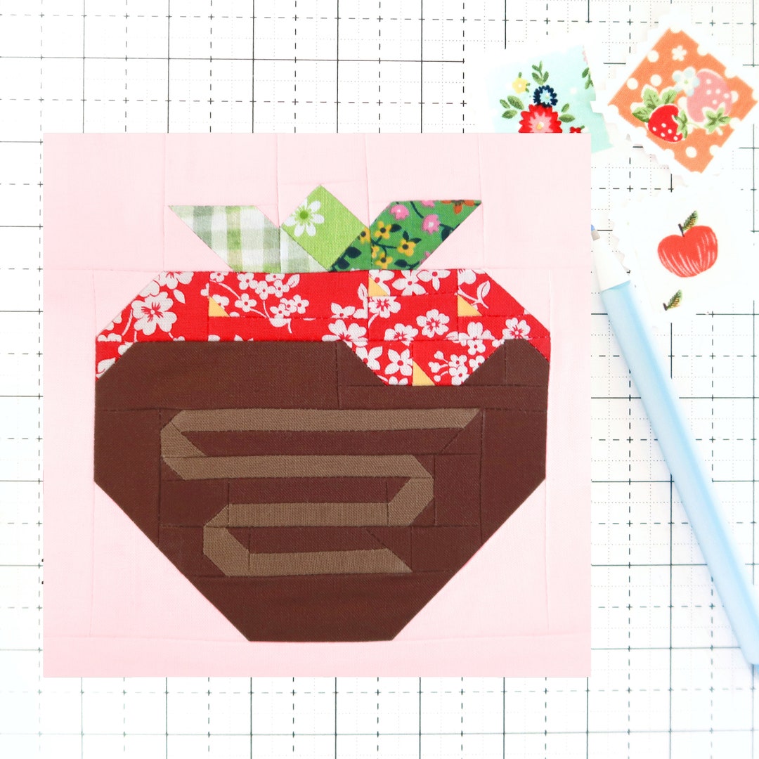 Drizzled Chocolate Strawberry Valentine Quilt Block PDF Pattern ...