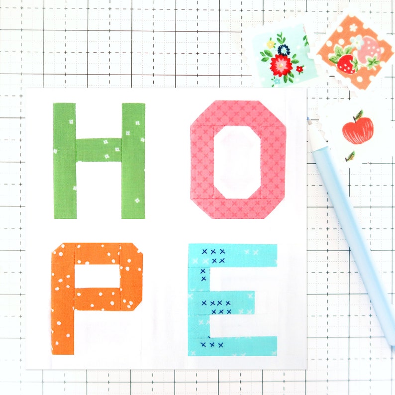 HOPE Word/letters Quilt Block PDF Pattern Includes - Etsy