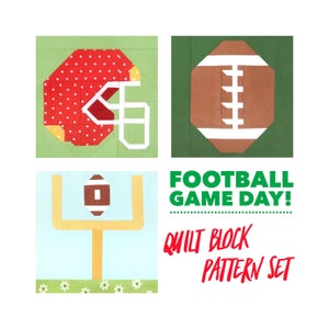 Set of 3 Football Game Day Quilt Block Patterns: Helmet, Football ...