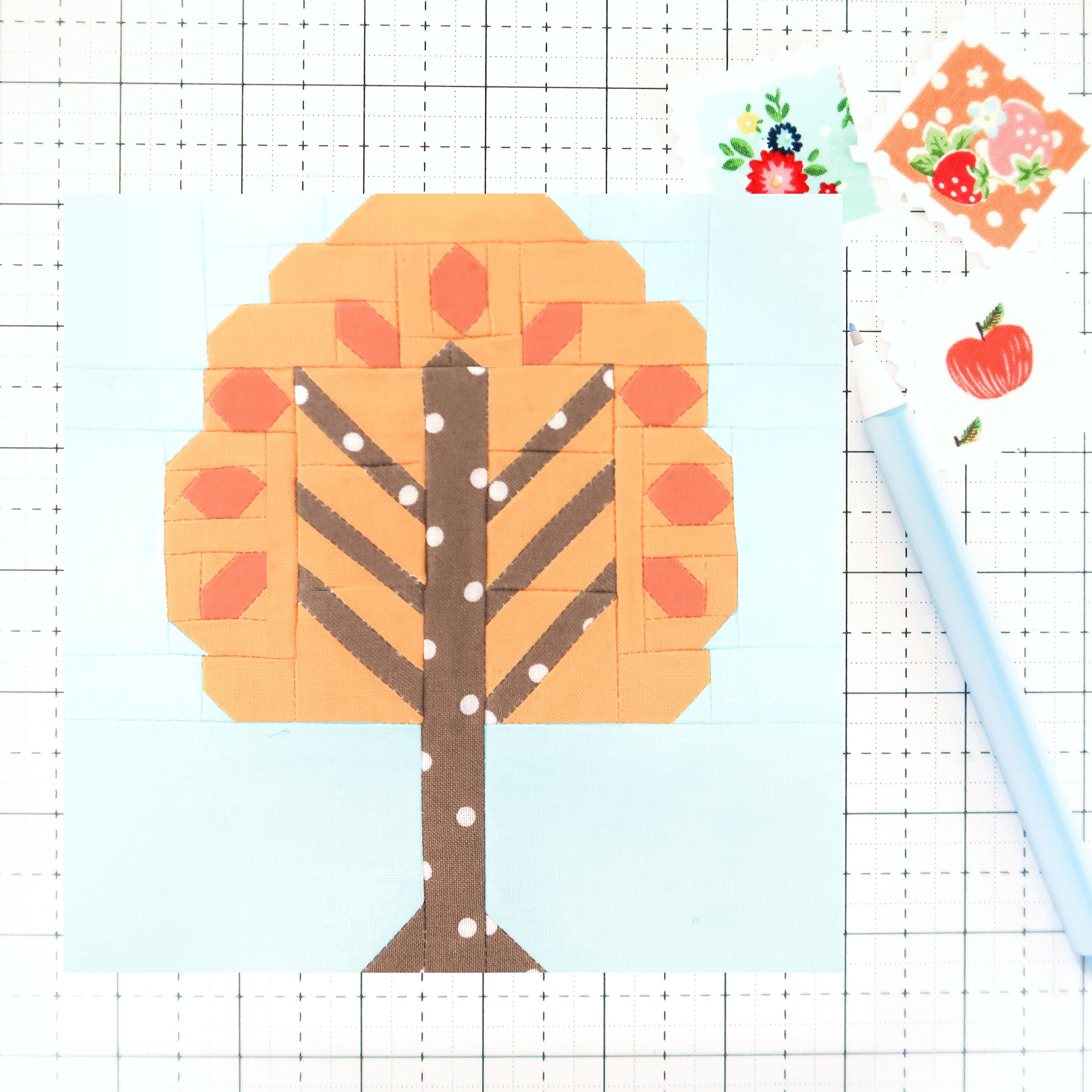 Autumn Tree Fall Leaves Thanksgiving Harvest Quilt Block PDF - Etsy