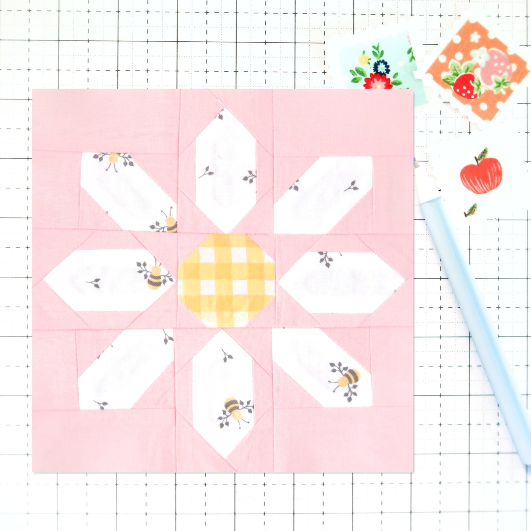 Daisy Spring Summer Garden Flower Quilt Block PDF Pattern- Instructions ...