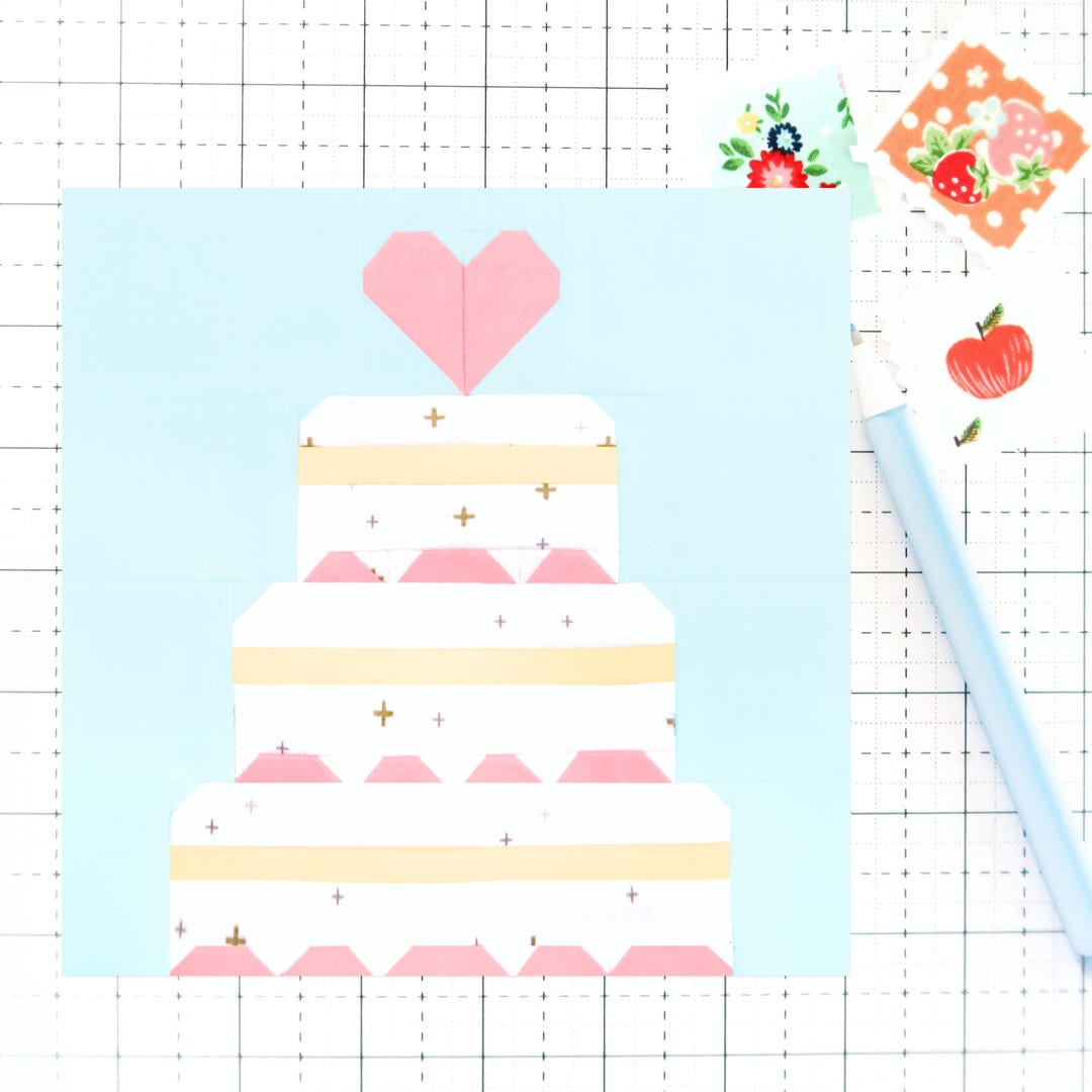 Wedding Cake Quilt Block Pattern Just Married PDF - Instructions for 6 ...