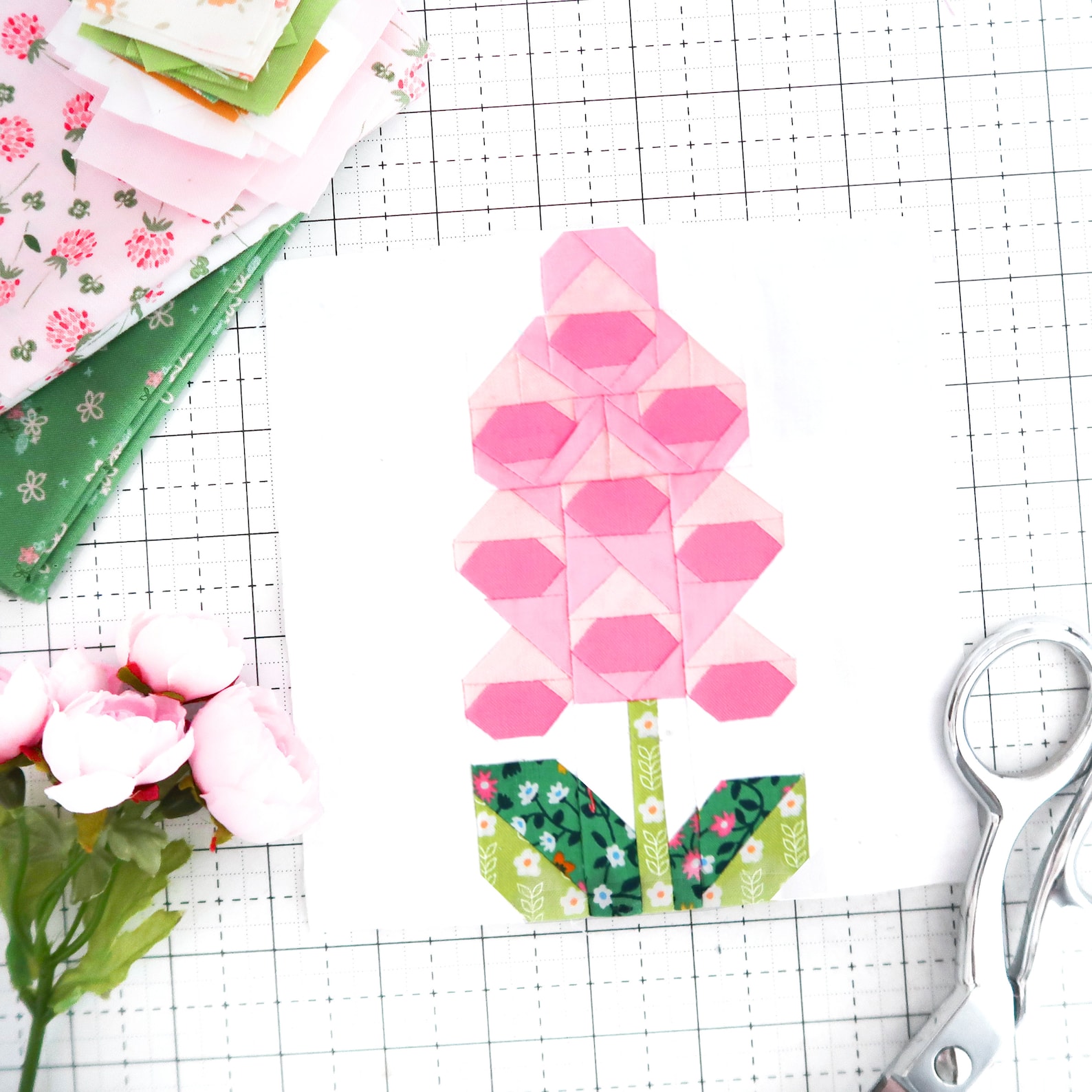 Foxglove Quilt Block Pattern PDF Spring Summer Flower - Instructions ...