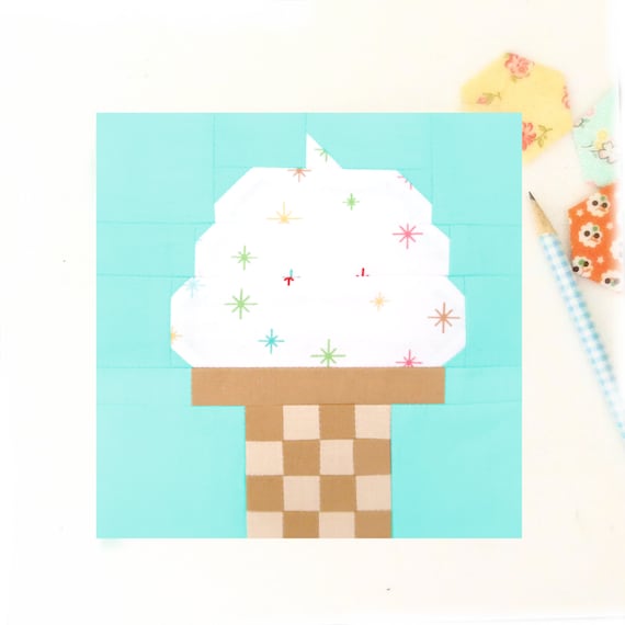 Ice Cream Cone Summer Food PDF Quilt Block Pattern Includes - Etsy