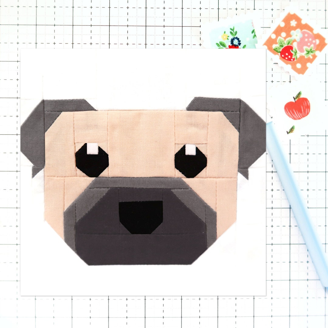 Pug Dog Puppy Quilt Block PDF Pattern - Includes Instructions for 6 ...