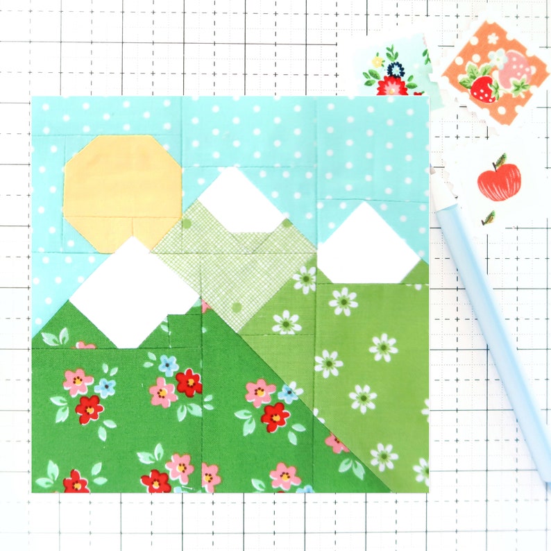 Set of 4 Camping Quilt Block Patterns - Mountains, Camper, Campfire ...