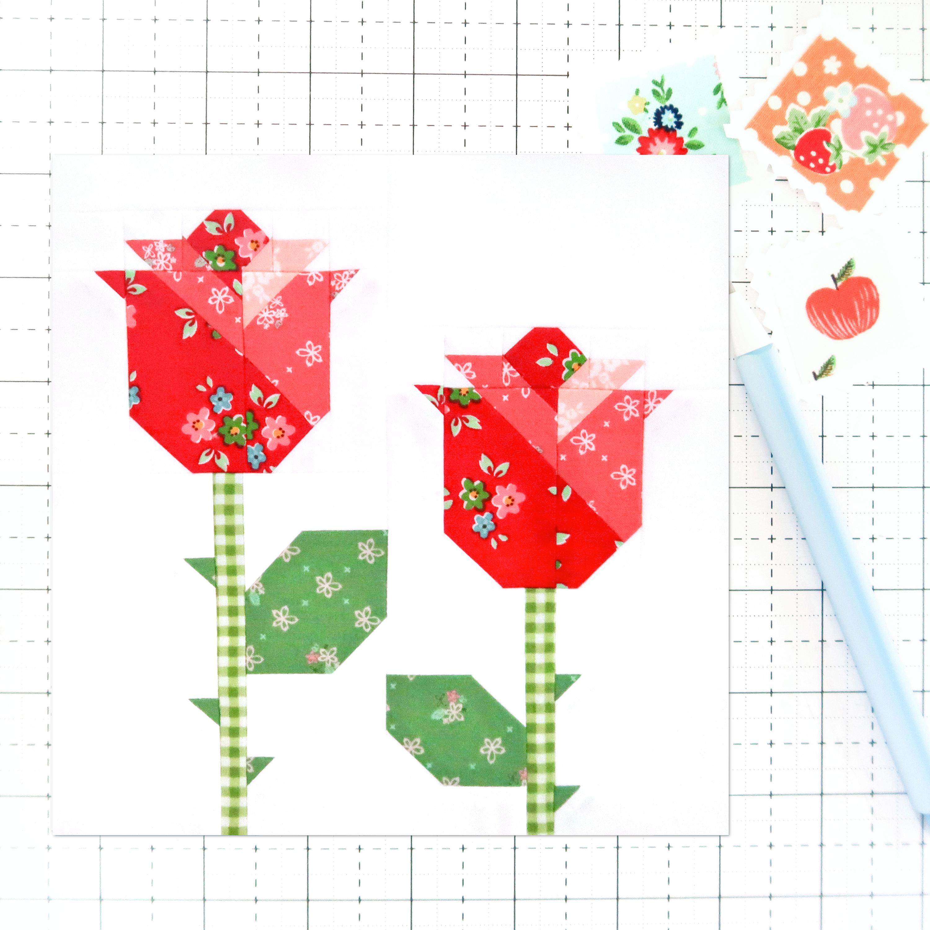 Fresh Roses Quilt Block Pattern PDF Instant Download - Instructions for ...