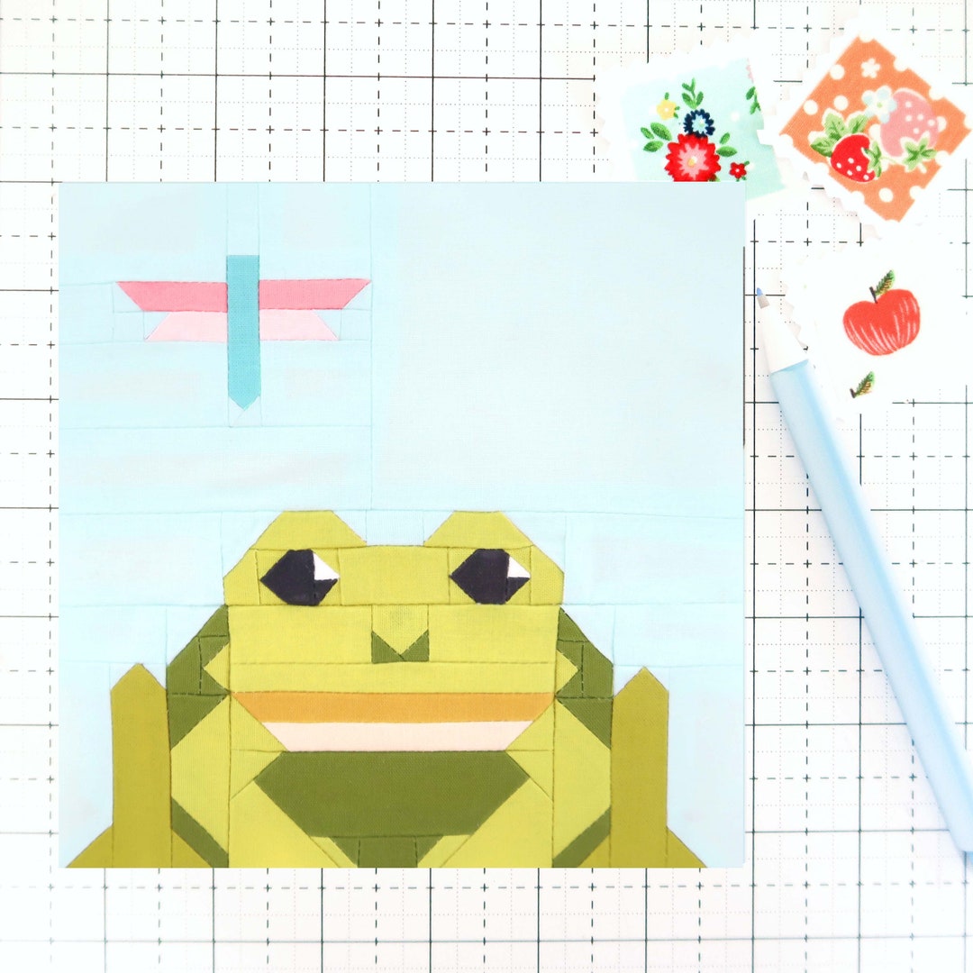 Ribbit Ribbit Frog Spring Pond Quilt Block PDF Pattern - Includes ...