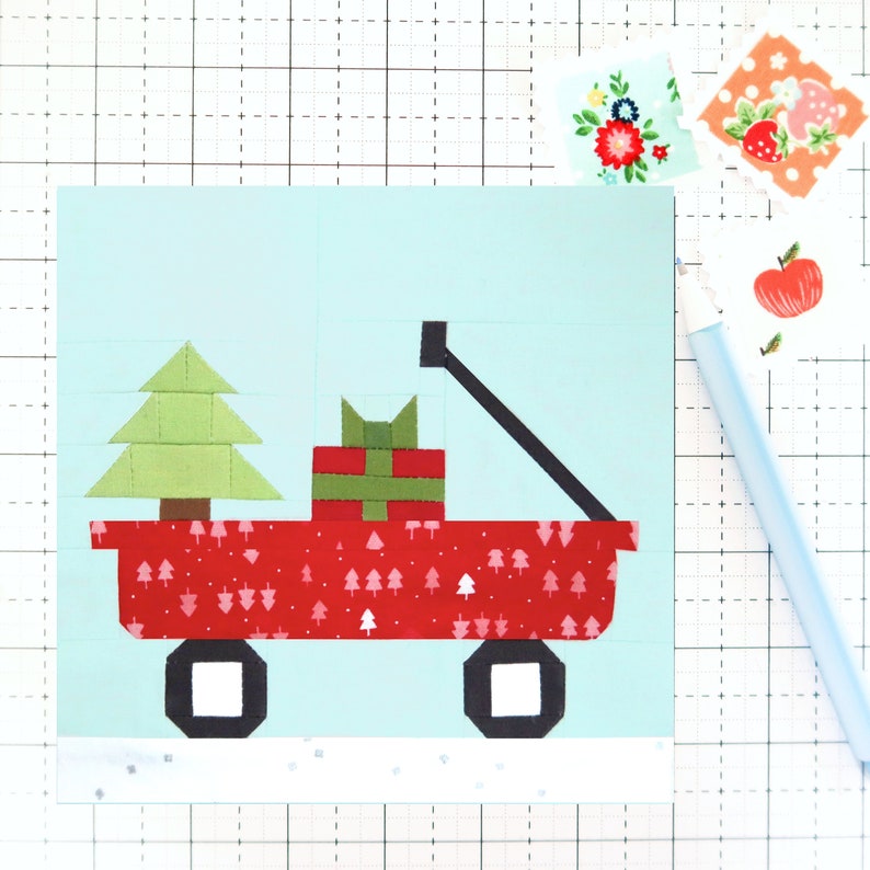 Set of 5 Little Red Wagon Quilt Block Patterns - Fall Pumpkin Patch ...