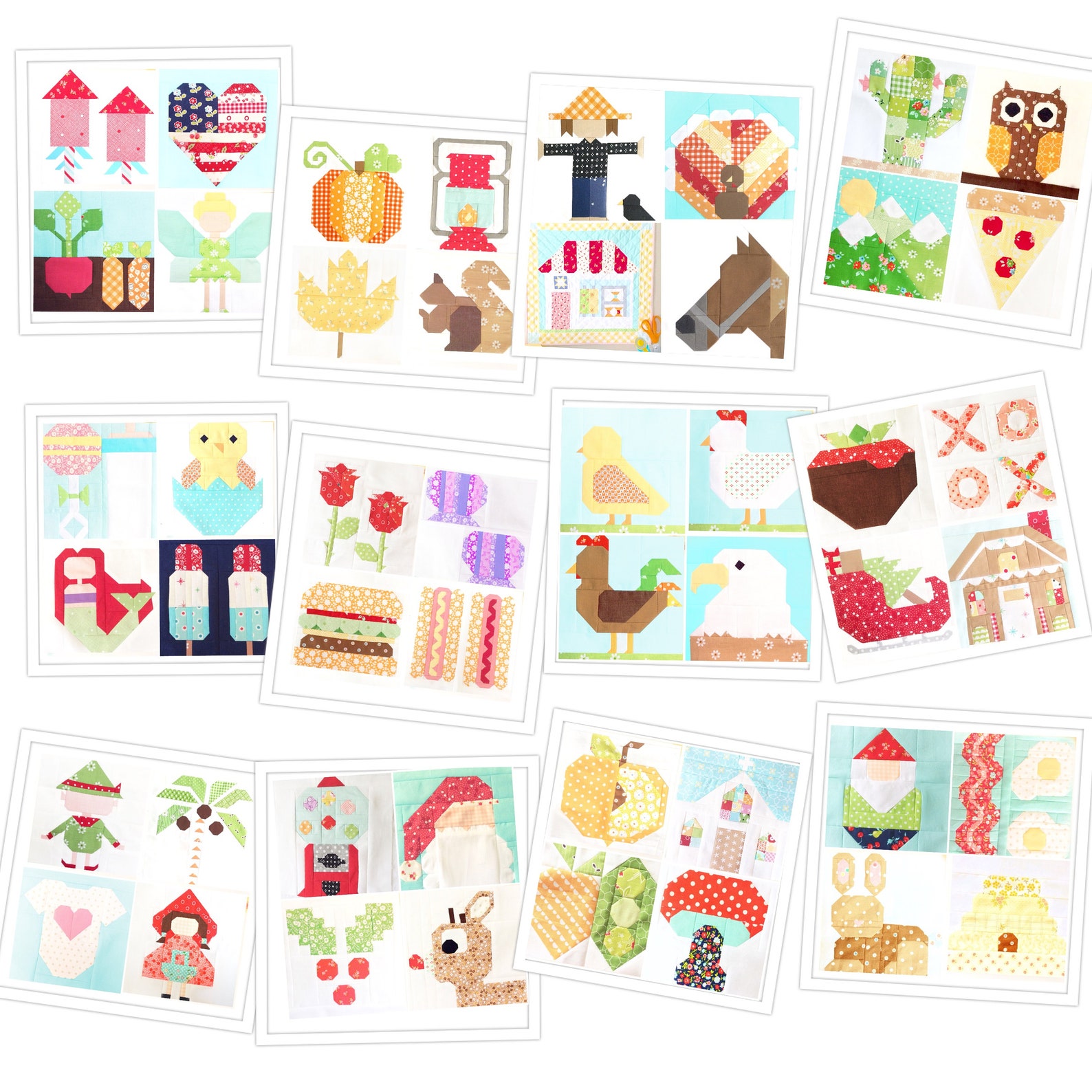 Set of 2 Thanksgiving Dinner Quilt Block Patterns: Roast Turkey and ...
