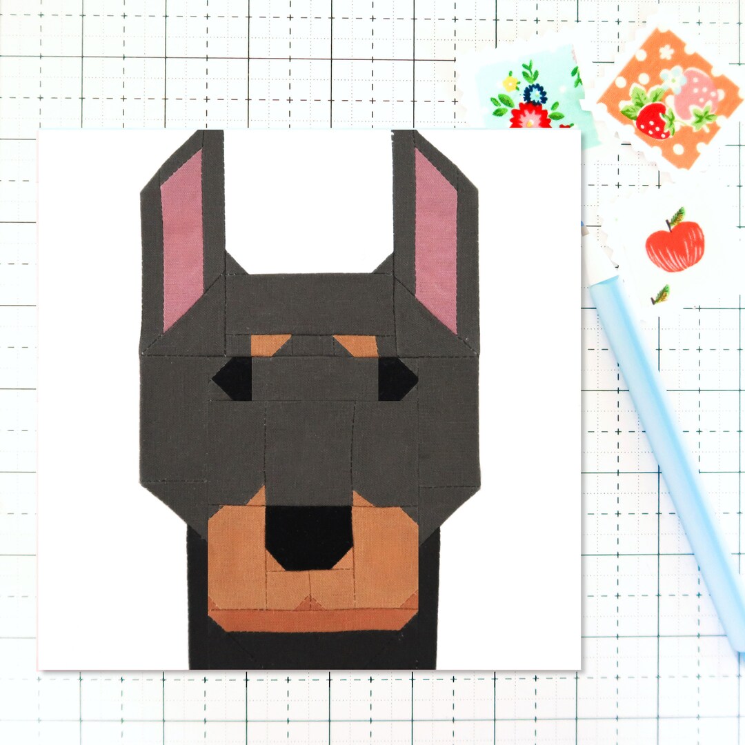Doberman Pinscher Dog Puppy Quilt Block PDF Pattern Includes - Etsy