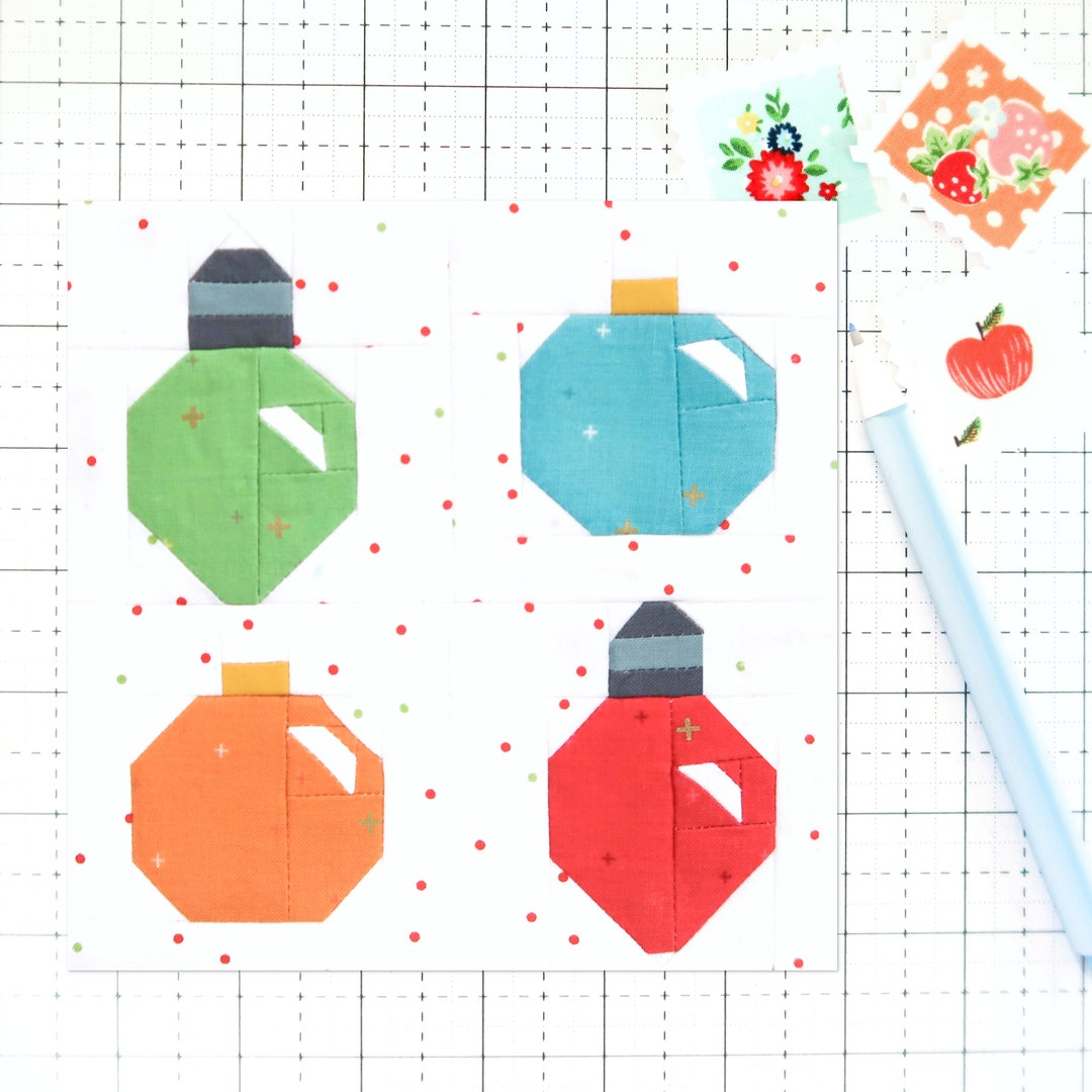 Christmas Decorations Lights Ornaments Quilt Block PDF Pattern-includes ...