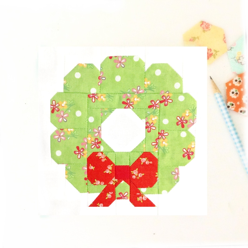 Christmas Wreath Quilt Block Pattern PDF Includes - Etsy Canada