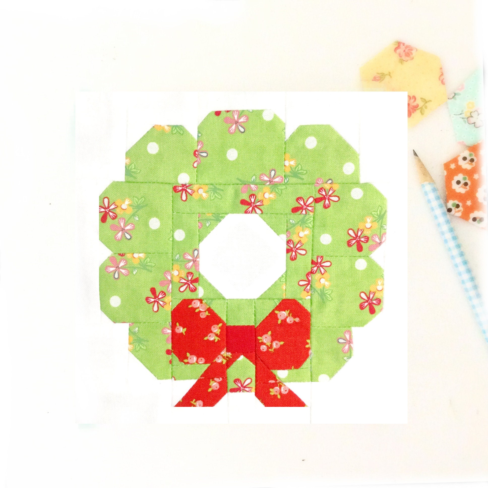 Christmas Wreath Quilt Block Pattern PDF Includes - Etsy Canada