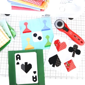 Set of 3 Game Night Quilt Block Patterns: Game Pieces, Ace of Spades ...