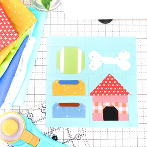 Puppy Accessories Ball Bone Doghouse Bowls Quilt Block PDF Pattern ...