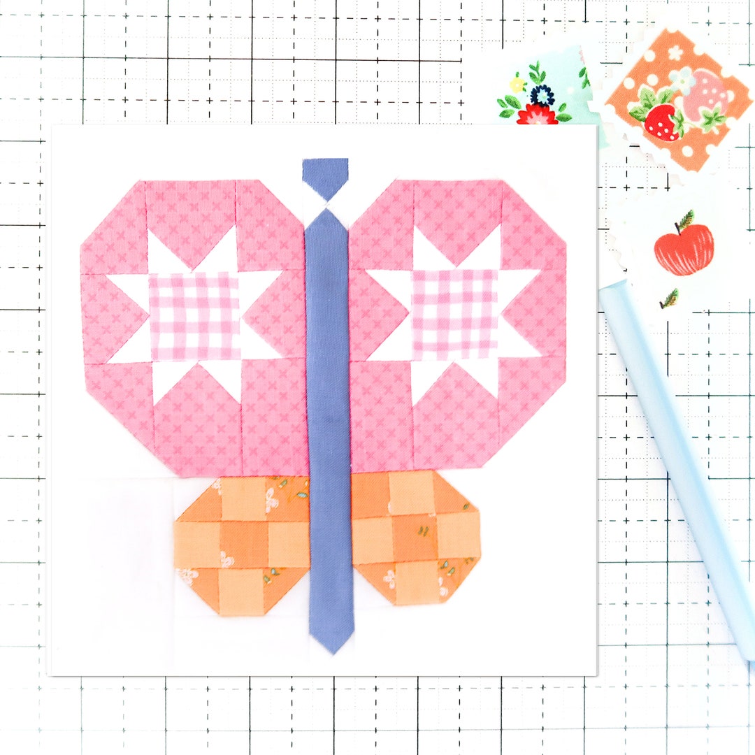 Patchwork Butterfly Quilt Block Pattern Spring PDF - Instructions for 6 ...