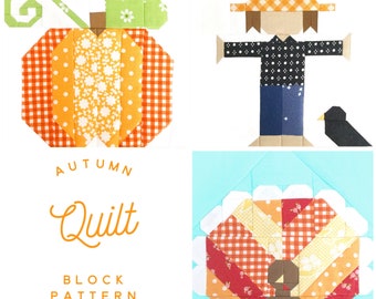 Set of 3 Fall Autumn Quilt Block Patterns Henrietta | Etsy