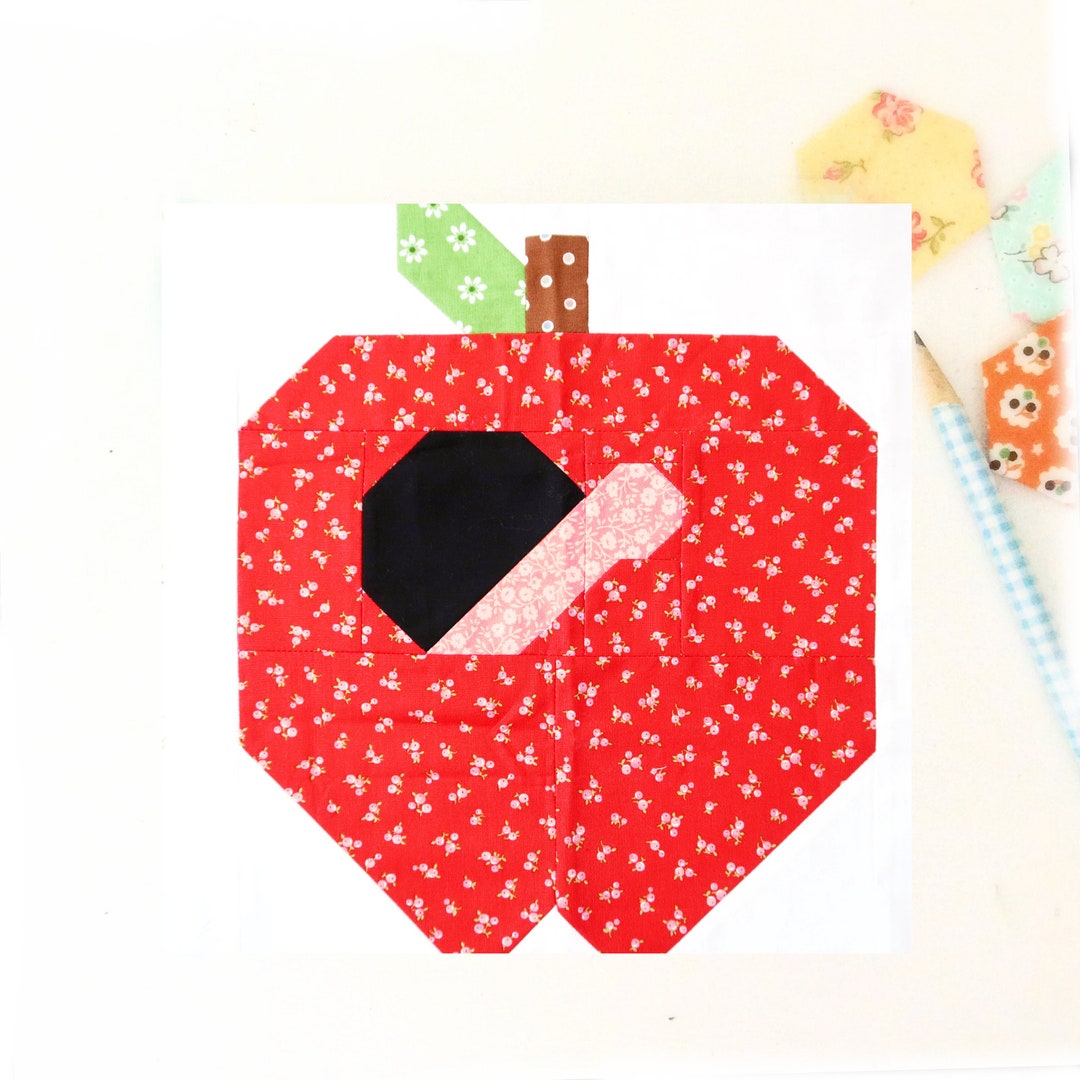 Worm in Apple Teacher School Bug Quilt Block PDF Pattern - Includes ...