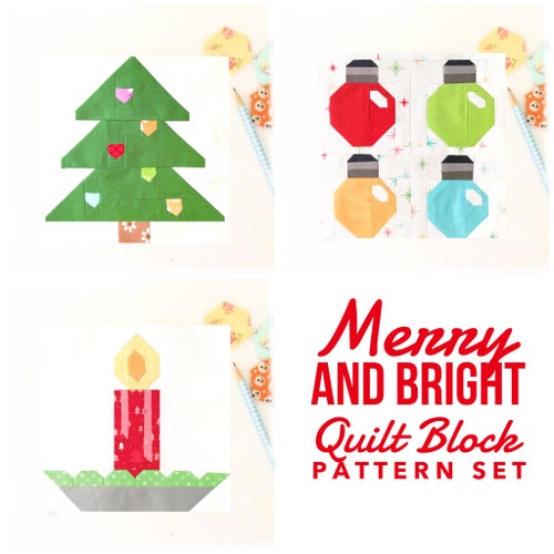 Set of 3 Christmas Quilt Block Patterns: Christmas Lights - Etsy