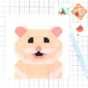 Hamster Quilt Block Pattern Animal Pet PDF- Instructions for 6 Inch, 9 ...