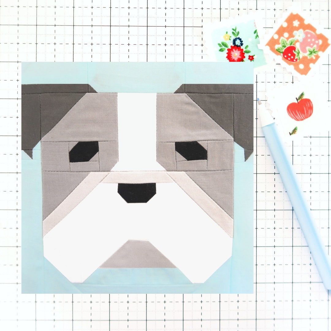 English Bulldog Dog Puppy Quilt Block PDF Pattern -includes ...