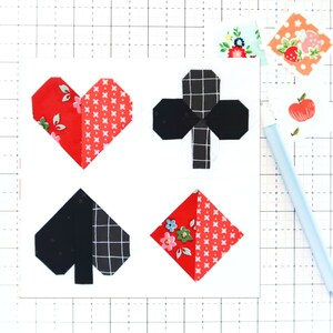 Set of 3 Game Night Quilt Block Patterns: Game Pieces, Ace of Spades ...