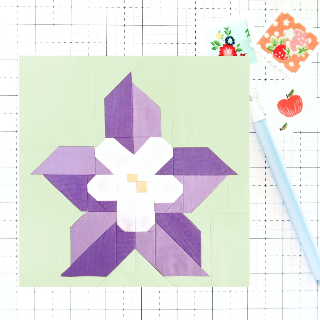 Columbine Flower Spring Quilt Block PDF Pattern- Instructions for 6 ...