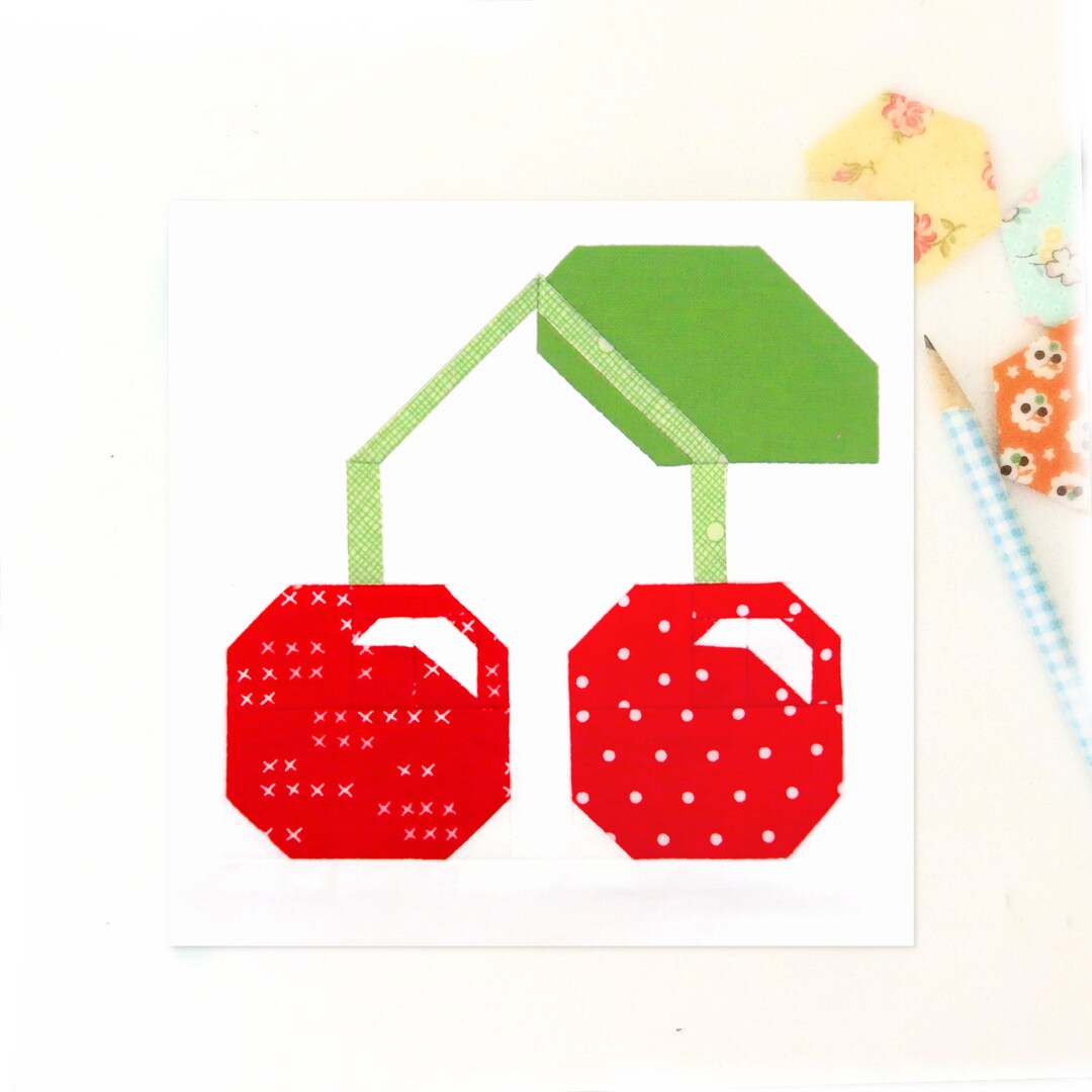 Summer Bing Cherries Fruit Quilt Block PDF Pattern - Includes ...