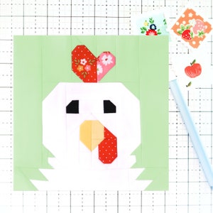 Set of 4 Farm Animals Quilt Block Patterns: Chicken, Cow, Pig, and Barn ...
