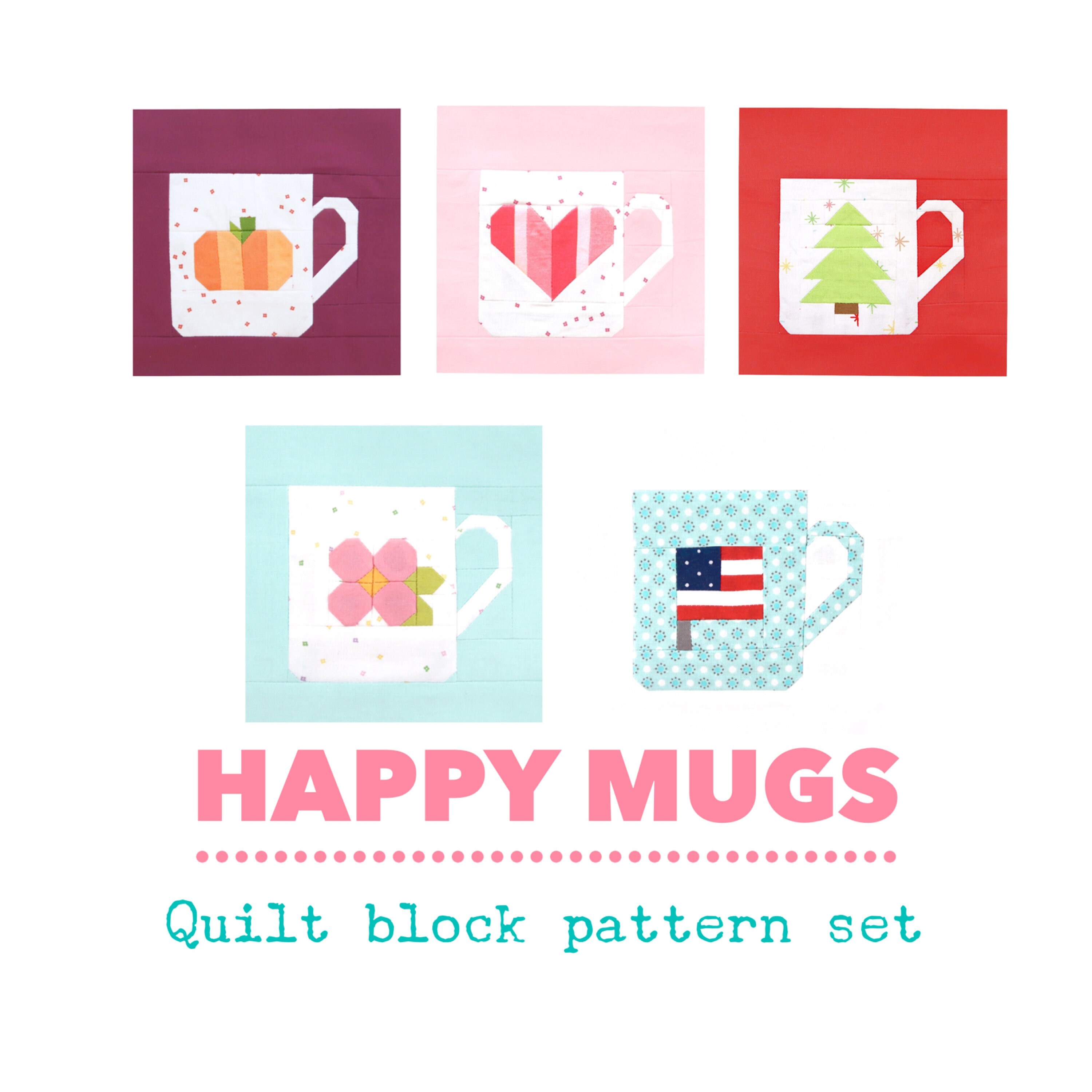 Set of 5 Mug Quilt Block Patterns American Flag Christmas | Etsy