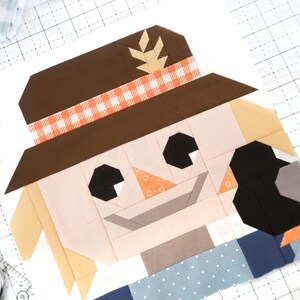 Scarecrow Face Quilt Block Pattern Fall Autumn Crow PDF - Makes 6 Inch ...