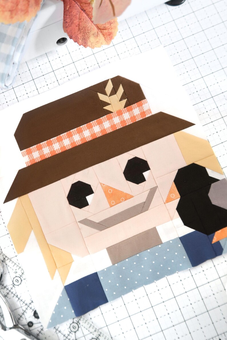 Scarecrow Face Quilt Block Pattern Fall Autumn Crow PDF - Makes 6 Inch ...