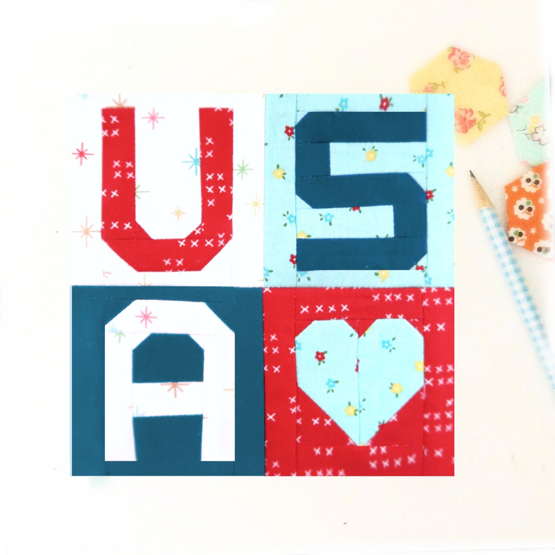 USA America 4th of July Patriotic PDF Quilt Block Pattern - Includes ...