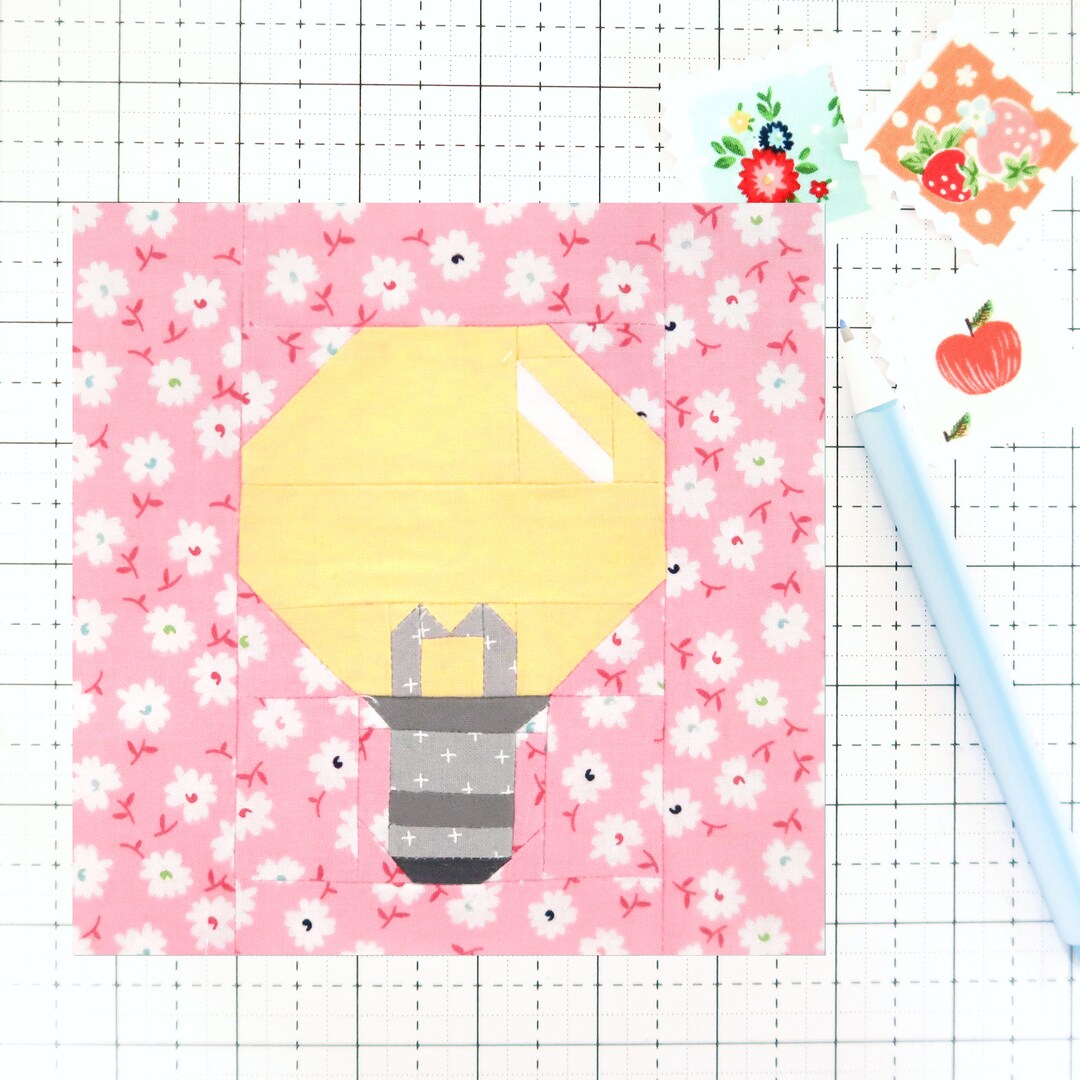 Creative Spark - Lightbulb Quilt Block PDF Pattern-instructions for 6 ...